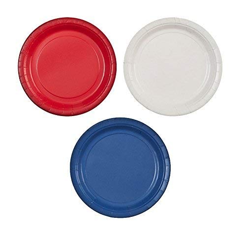 King Zak Party Dimensions 7" Paper Plate Bundle: Red, White & Blue - 72 ...
