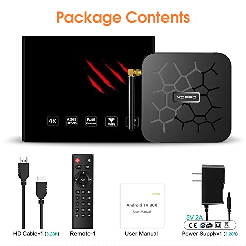 Android TV Box 10.0, X6 PRO Android Box 4GB RAM 64GB ROM Allwinner H616 ...