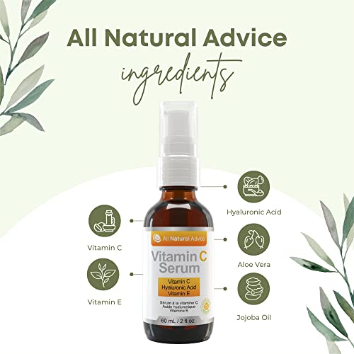 20% Vitamin C Serum For Face - All Natural Advice, with Hyaluronic Acid & Vitamin E – Facial ...