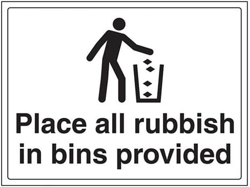 VSafety Place All Rubbish In Bins Provided Sign – Landscape – 400mm x ...