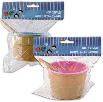 Amazon.com | 2pc Plastic Ice Cream Bowl with Spoon - Blue: Dessert ...