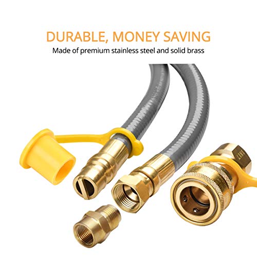 Natural Gas Hose, 12Ft 1/2 inch ID Gas Line with Quick Connect ...