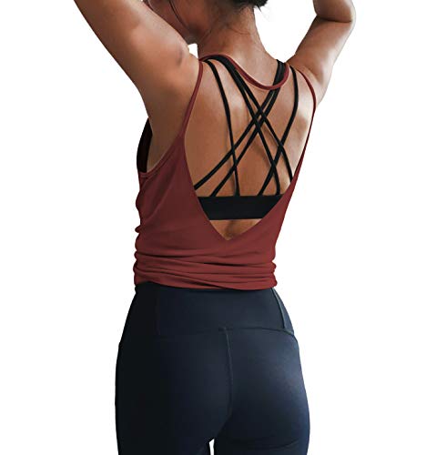 LEXISLOVE Womens Summer Workout Tank Tops Sexy Open Back Backless Yoga ...