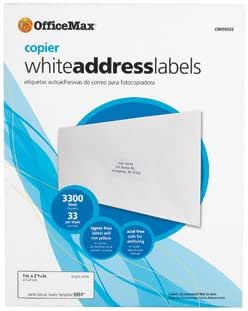 Amazon.com : OfficeMax - White Copier Labels - White, 1" x 2-13/16", 33 ...