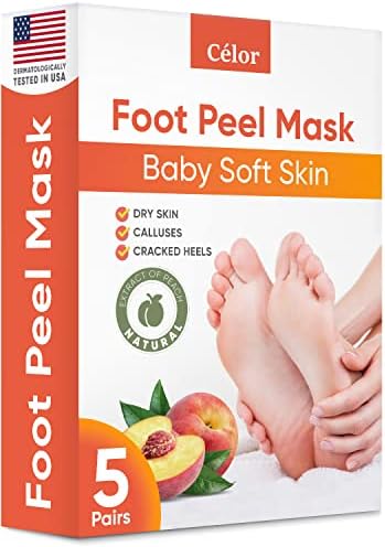 Foot Peel Mask Peach (5 Pairs) - Foot Mask for Dry Cracked Feet and ...