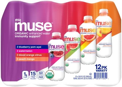 MyMuse Organic Flavored Water, Variety Pack, 16.9oz Bottle (12 Pack ...