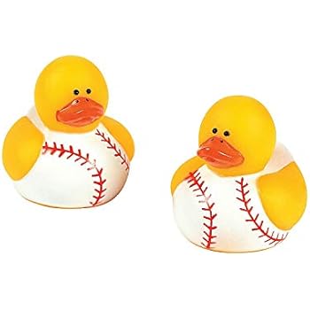 Amazon.com: Fun Express - Mini Baseball Rubber Ducks for Party - Toys ...