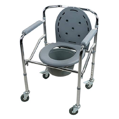 Wheeled Mobile Commode Chair, Elderly Fold Commode Belt Wheel ...