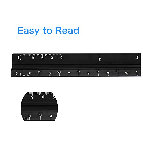 Accessbuy Architectural Scale Ruler, 12 Inch Solid Aluminum Architect ...