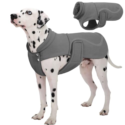 Kuoser Dog Fleece Vest, XXL Dog Coat Reflective Dog Winter Jacket Warm ...