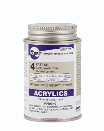 SCIGRIP 4 10308 Acrylic Solvent Cement, Water-thin, 1/4 Pint Can with ...