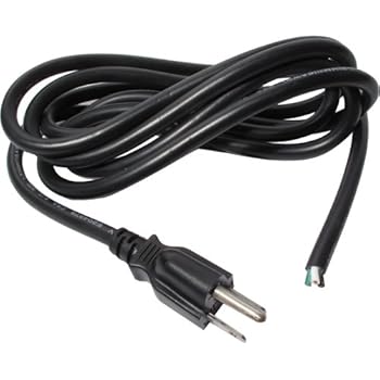 Amazon.com: 14 AWG 3 Conductor 3-Prong Power Cord with Open Wiring, 15 ...