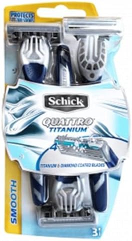 Schick Quattro Titanium 4 Blade Disposable Razor For Men-Titanium ...