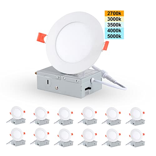 12 Pack 5 inch 5CCT Led Recessed Light with Junction Box, 2700K-5000K ...