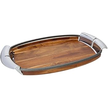 Amazon.com | Nambe Bella Wood Handled Tray: Serving Trays