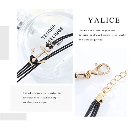 Yalice Boho Anchor Anklets Black Rope Ankle Bracelet Beach Foot Jewelry For Women And Girls ...