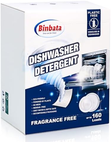 سعر Binbata Eco Dishwasher Detergent Sheets Up To 160 Loads, Unscented Plastic Free Dishwashing ...