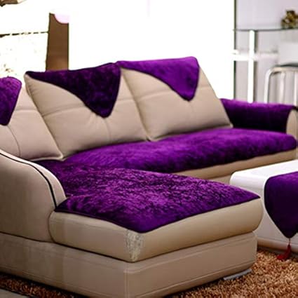 AKKY Purple Polyester Sofa Cover, High Stretch Sofa Slipcover for ...