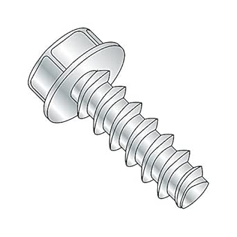 Steel Thread Rolling Screw for Plastic, Zinc Plated, Hex Washer Head, 1 ...