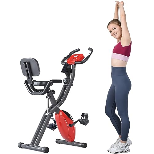 Merax Folding Exercise Bike, Upright Exercise Bike Stationary Bike with ...