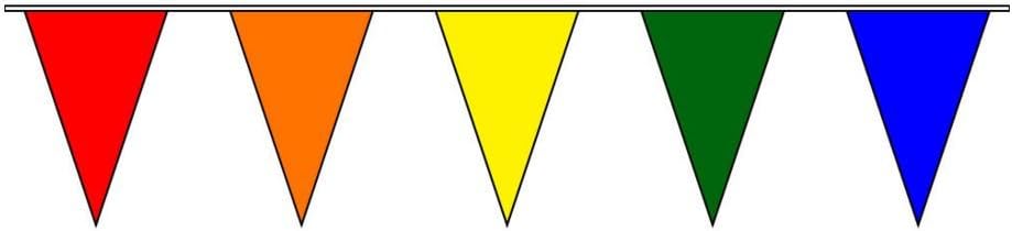 Amazon.com : Solid Multi Color 100 Foot Pennant String Flags Outdoor ...