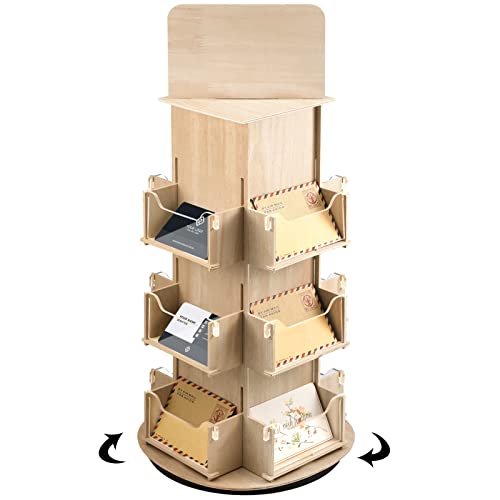 Rotating Display Stand 3 Tier Wood Rotating Rack Counter Top Spinner ...