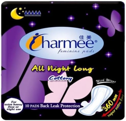 Charmee Feminine Pads | All Night Long | Cottony with Wings | Back Leak ...