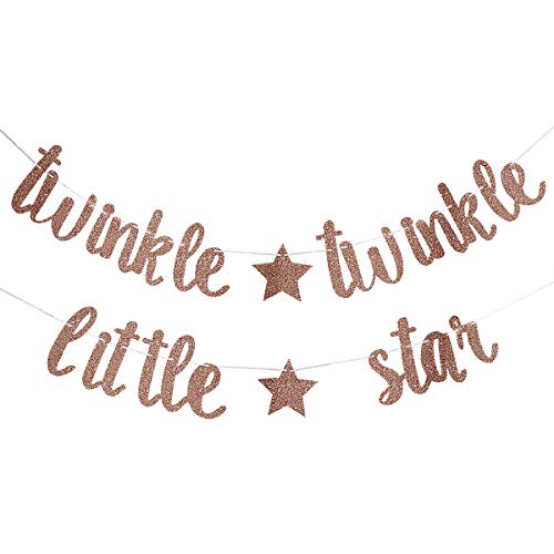 Twinkle Twinkle Little Star Banner Rose Gold Glitter, Twinkle Twinkle ...