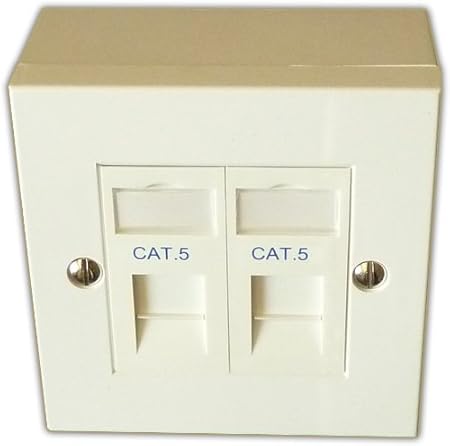 Cat 5 2 Way Double Data Network Outlet Kit, Faceplate: Amazon.co.uk ...