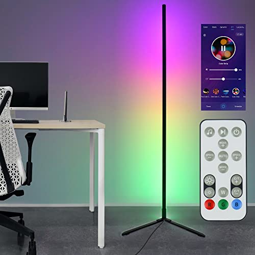 YQL RGB led Corner Floor lamp 57'' Work with Alexa Smart Gaming Light ...