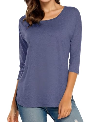 Cnlinkco Flowy Tops for Women Solid Comfy Soft Shirts Loose Fit Tops to ...