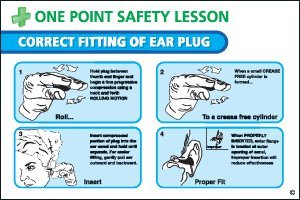 One Point Safety Poster - Correct Fitting Of Ear Plugs (Laminated ...