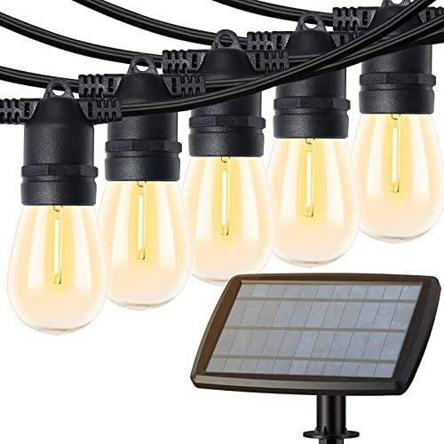 GUDDL Solar Outdoor String Lights, 63 FT, Waterproof with 20 S14 Bulbs ...