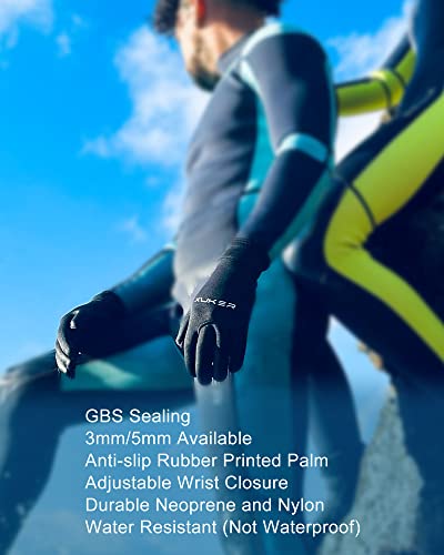 XUKER Water Gloves, 3mm & 5mm Neoprene Five Finger Warm Wetsuit Winter Gloves For Scuba Diving ...