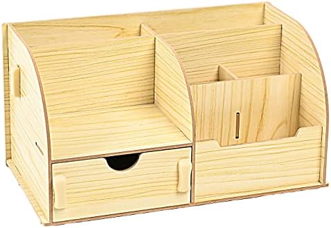 GuruVelvet Wooden Office Desk Organizer and Accessories, 6 Compartments ...