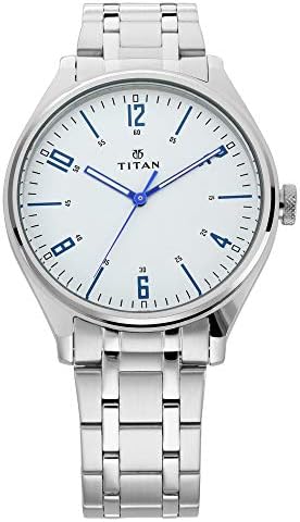 سعر Titan White Dial Analog Watch for Men 1802SM01, Silver, bracelet فى ...