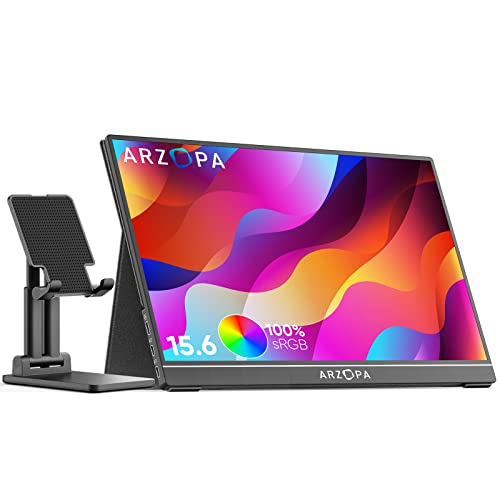 Arzopa Portable Monitor & Tablet Stand, 15.6" 100% sRGB FHD 1080PLaptop ...