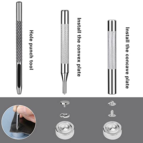 TLKKUE 120 Sets Leather Snap Fasteners Kit, Snap Buttons with Rubber ...