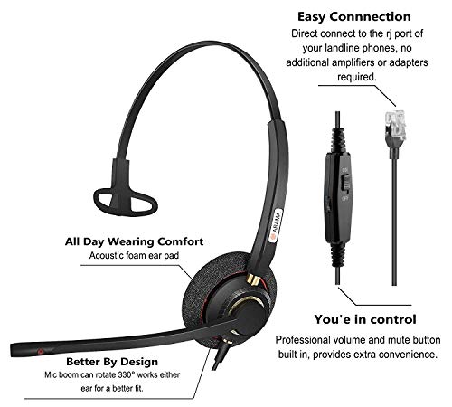 Arama Cisco Phone Headset with Noise Canceling Microphone Mute Switch ...