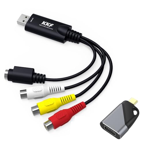 Kkf RCA AV to USB Video Capture Card Converter, Convert Analog VHS VCR ...