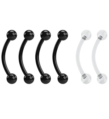 Buy Bling Piercing 4pc Black Acrylic 16g Curved Barbell Balls Vertical ...