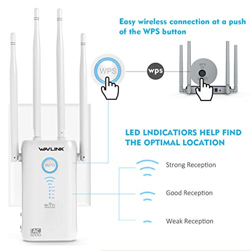 WAVLINK AC1200 Gigabit WiFi Range Extenders Signal Booster 1200Mbps 2.4 ...