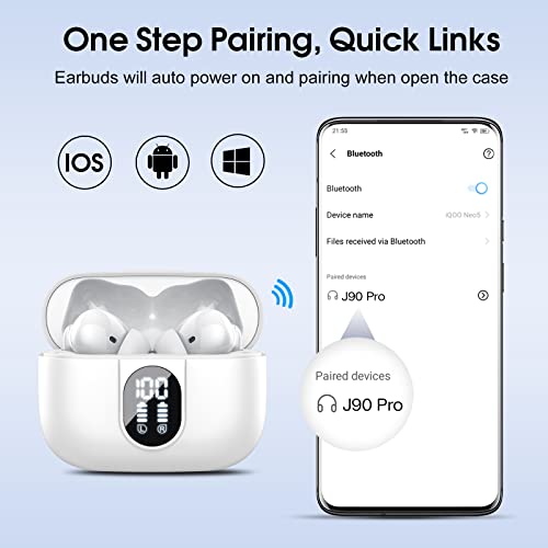 Wireless Earbuds, 2023 Bluetooth Headphones 5.3 HiFi Stereo Earphones ...