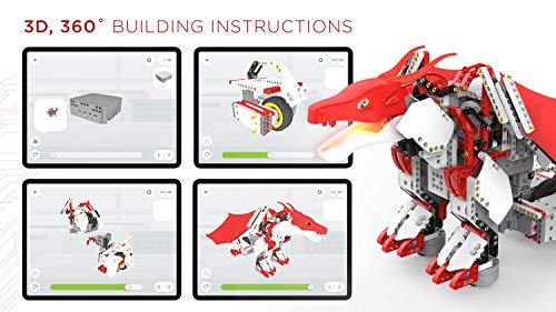 JIMU ROBOT Mythical Series: FireBot Kit/App-Enabled Building & Coding STEM Robot Kit (606 Pcs ...
