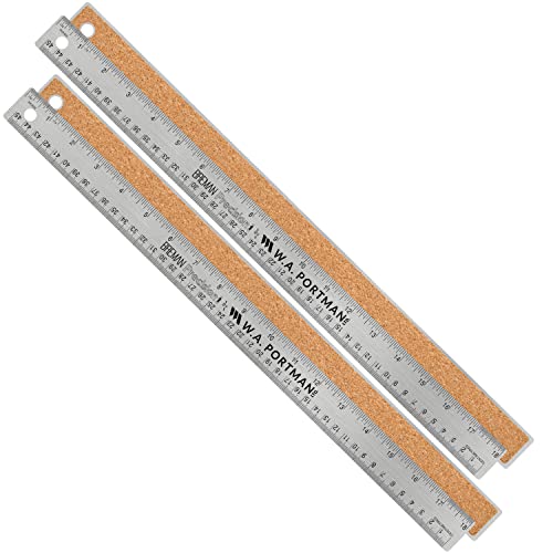 Breman Precision Metal Ruler 18 Inch - Stainless Steel Cork Back Metal ...