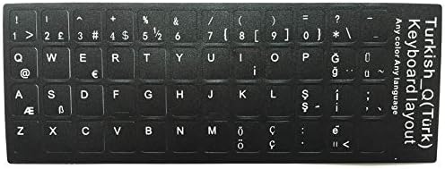 Turkish Türkçe Universal Language Keyboard Stickers Labels Opaque Black ...