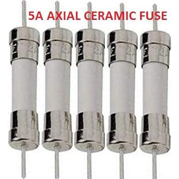 Pack of 5, T5A250V, T5A 250V, T5 250V Axial Ceramic Fuses 5x20mm (3/16 inch x 3/4 inch), 5 Amp ...