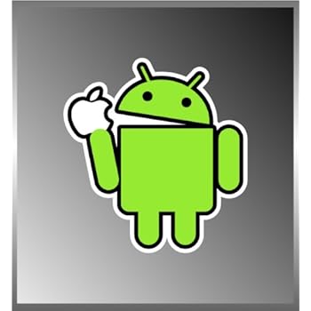Amazon.com: Android Eating Apple Funny Vinyl Decal Bumper Sticker 4"x4 ...