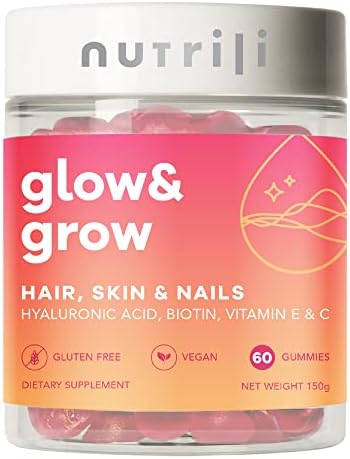 Nutrili Glow & Grow Vitamin Gummies (1 month) | Hair, Skin & Nails | With Hyaluronic acid ...
