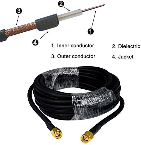 BOOBRIE 10M 2G 3G 4G LTE WiFi Antenna Cable SMA Male to SMA Male ...